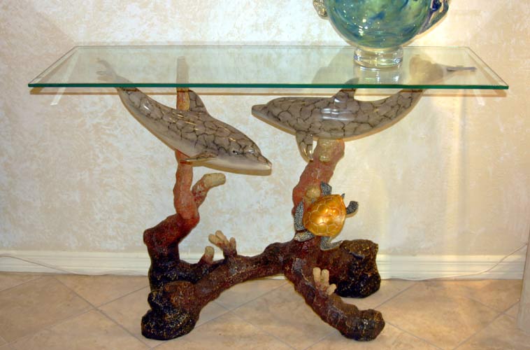 Dolpahin Table, table with dolphins and sea turtle